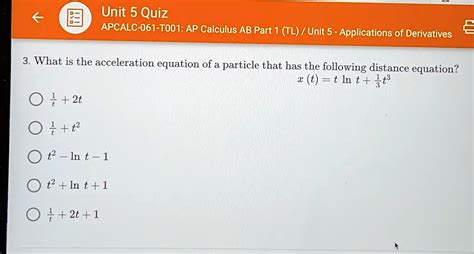 What Is The Acceleration Equation Of A Particle That Has The Following Distance Equation Gaviki