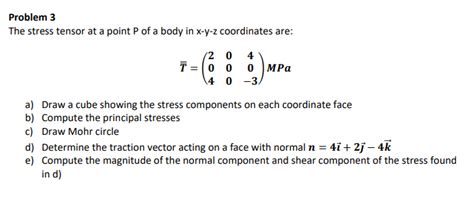 Solved Problem 3 The Stress Tensor At A Point P Of A Body In