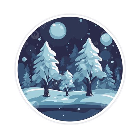 겨울 겨울 밤 도로 스티커 클립 아트 벡터 고립 된 만화 눈 덮인 나무와 스티커 디자인 상표 Png 일러스트 및 벡터 에 대한 무료 다운로드 Pngtree