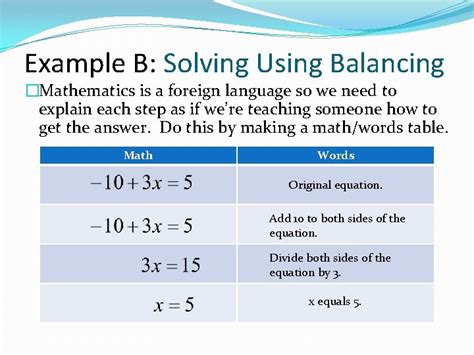 3 6 Solving Equations Using The Balancing Method