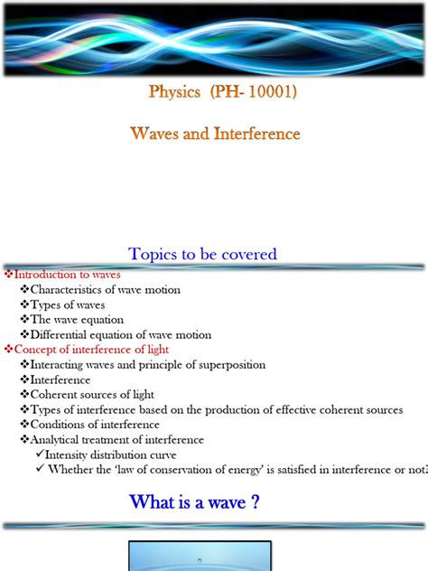 Wave And Interference Pdf Waves Coherence Physics