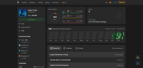 Leetcode Codingjourney 100problemssolved Kunalkushwaha Yugam Verma