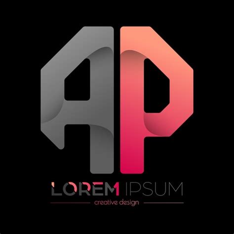 알파 A와 P의 글자 팔각형의 색상 글자 구성 로고 모노그램 브랜드 또는 스탠드의 템플릿 창의적인 아이디어 프리미엄 벡터