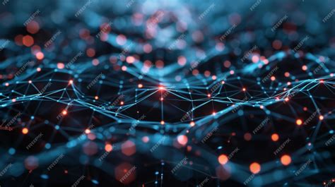 Abstract Digital Network With Glowing Nodes Premium Ai Generated Image