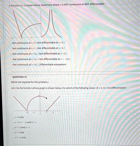 A Function Flx I5 Shown Below Determine Where F Is Not Continuous Or Not Differentiable Not