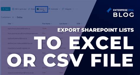 Export Sharepoint Lists To Excel Or Csv File