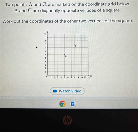solved two points a and c are marked on the coordinate grid below a