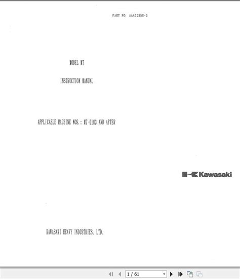 Kawasaki M7 Operation And Maintenance Manual