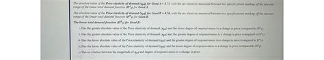 Solved The Absolute Value Of The Price Elasticity Of Demand