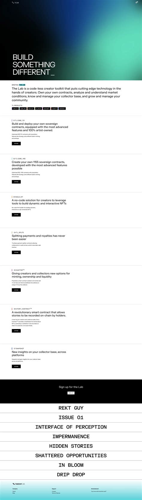 Transient Labs Website Design Lapa Ninja