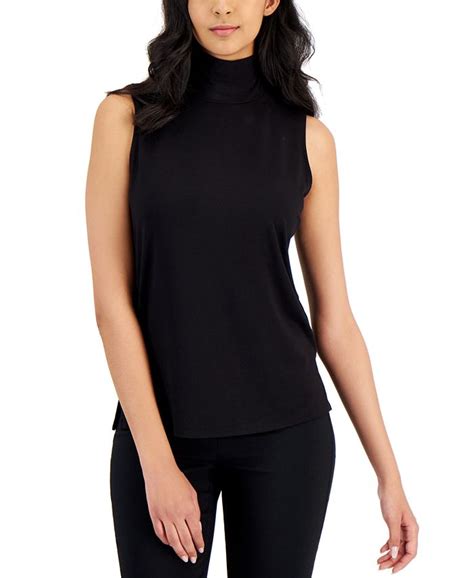 Alfani Womens Sleeveless Turtleneck Top Created For Macys And Reviews Tops Women Macys