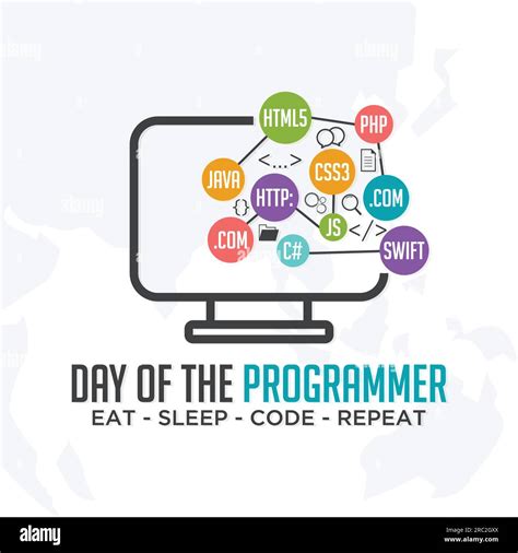 Day Of The Programmer Banner Or Greeting Card With Code And Monitor Symbol Vector Illustration