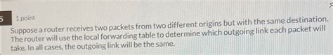 Solved 1 PointSuppose A Router Receives Two Packets From Chegg Com