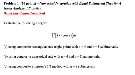 solved problem 1 20 points numerical integration with