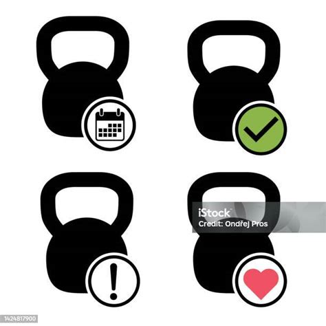 케틀벨 아이콘 피트니스 스포츠 기호 철 장비 벡터 일러스트 레이 션 운동 무거운 훈련 웹 마크 세트 근육에 대한 스톡 벡터 아트 및 기타 이미지 Istock