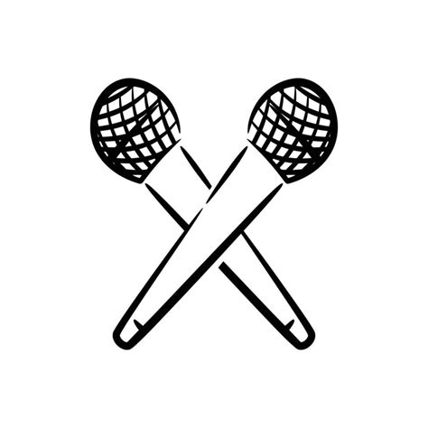 Classic Microphone Hand Drawn Line Art Vector Illustration 25883969