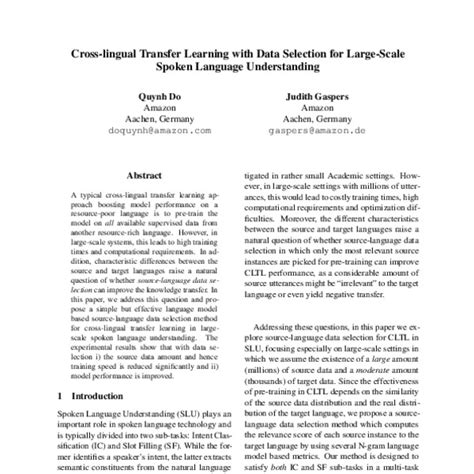 Cross Lingual Transfer Learning With Data Selection For Large Scale Spoken Language