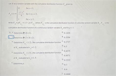 Solved Let X Be A Random Variable With The Cumulative