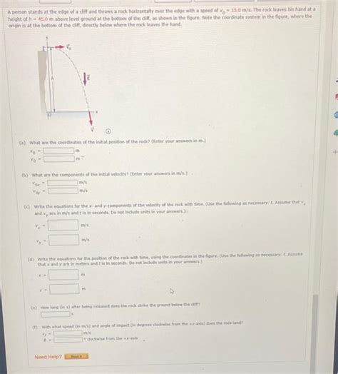 Solved A Person Stands At The Edge Of A Diff And Throws A Chegg