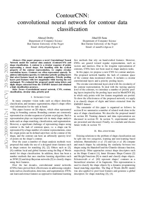 Pdf Contourcnn Convolutional Neural Network For Contour Data
