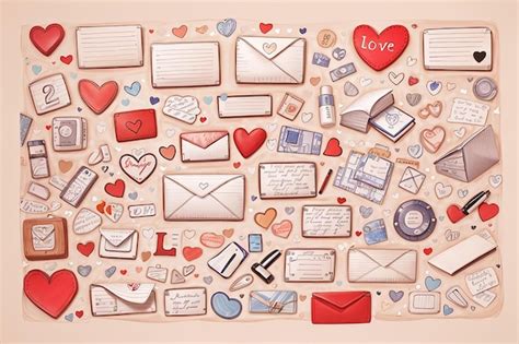 Premium Photo Heartfelt Correspondence Handdrawn Love Letters And Messages