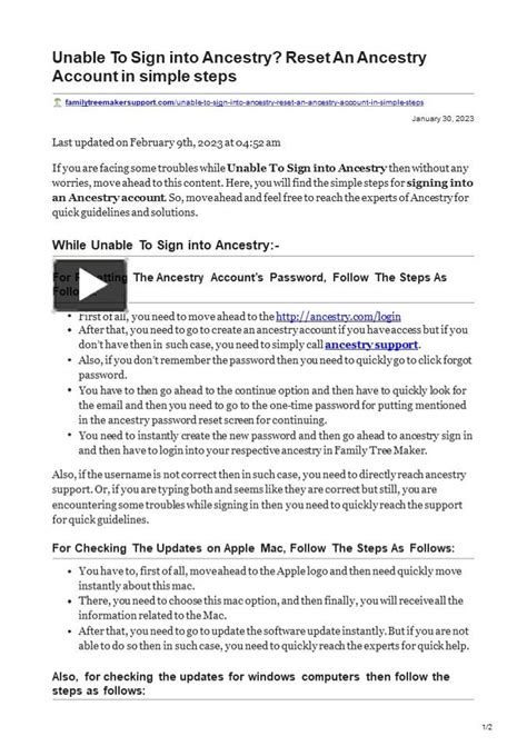Ppt Unable To Sign Into Ancestry Account Check For System Updates