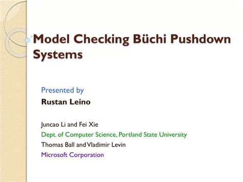 Ppt Model Checking Büchi Pushdown Systems Powerpoint Presentation
