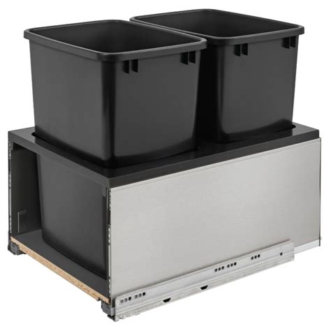 REV A SHELF LB Double Quart LEGRABOX Bottom Mount Waste Container Stainless Steel Rev A