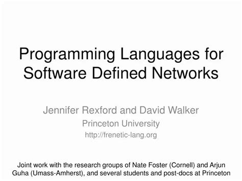Ppt Programming Languages For Software Defined Networks Advancements