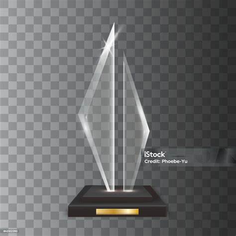 투명 한 현실적인 빈 벡터 아크릴 유리 트로피 수상 3차원 형태에 대한 스톡 벡터 아트 및 기타 이미지 3차원 형태 Championship 결정체 Istock