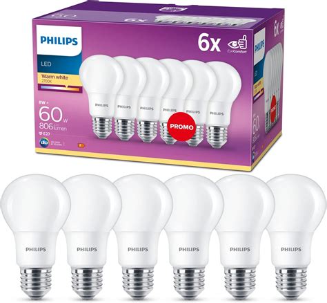 Philips LED Classic E27 Lampe, 60 W, matt, warmweiß, 6er Pack : Amazon ...