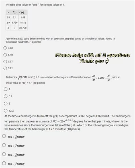 Solved The Table Gives Values Of F And F′ For Selected