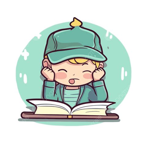 모자에 만화 소년 읽기 책 벡터 공부하다 상표 만화 Png 일러스트 및 벡터 에 대한 무료 다운로드 Pngtree