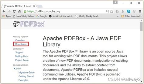 Apache Pdfbox 是一个开源 Java 库，支持 Pdf 文档的开发和转换 Csdn博客