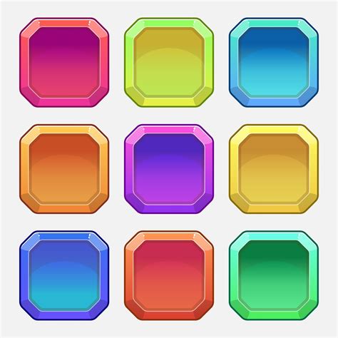 Button Set Designed Game User Interface Gui For Video Games Computers