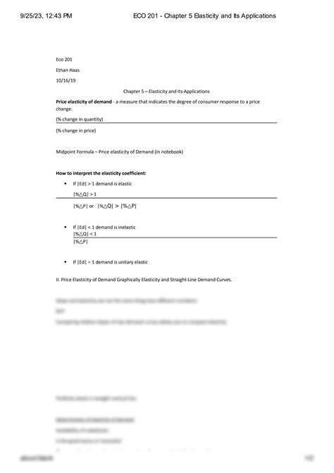 SOLUTION Eco Chapter Elasticity And Its Applications Studypool