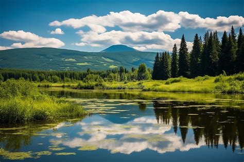 夏季山川湖泊的美丽景观高清图片下载 正版图片600784285 摄图网