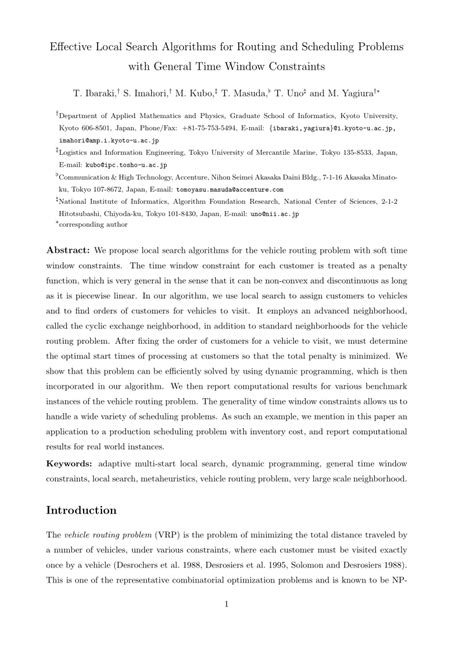 Pdf Effective Local Search Algorithms For Routing And Scheduling Problems With General Time