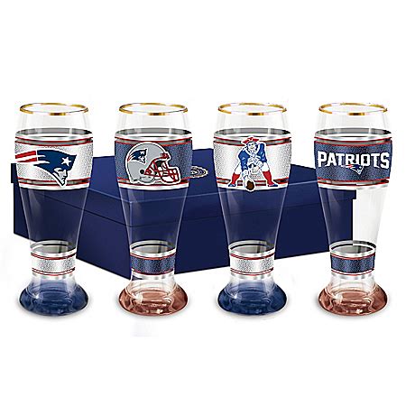 New England Patriots Four Piece Pilsner Glass Set Collectible Beer Steins