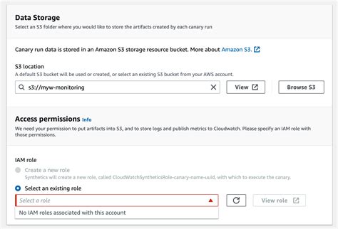 Amazon Web Services Aws Cloudwatch Cannot Select S3 Location And Use Existing Iam Role