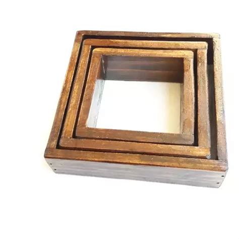 خرید و قیمت شلف دیواری چوبی مربعی قهوه ای پهنای 6سانت چ سه تیکه از چوب درخت سپیدار ساخته شده از