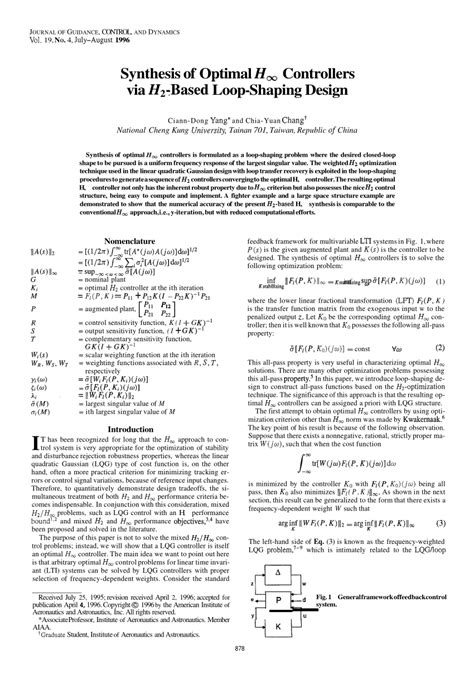 pdf synthesis of optimal h∞ controllers via h2 based loop shaping design