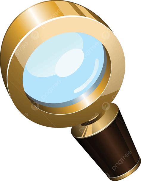 realistic vector golden magnifying glass isolated tool magnify vector