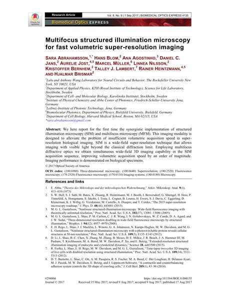 Pdf Multifocus Structured Illumination Microscopy For Fast Volumetric Super Resolution Imaging
