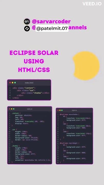 Eclipse Solar In Html And Css Frontend Development Youtube