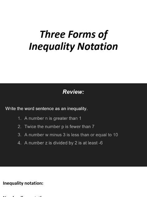 Three Forms Of Inequality Notation Pptx Pdf