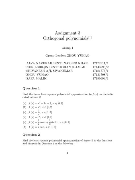 Assignment 3 Answer Pdf Equations Polynomial