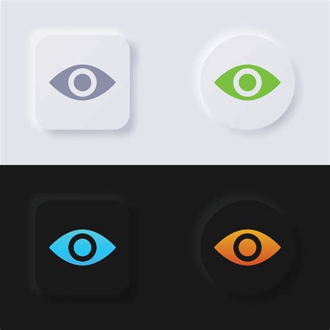 Eye Open Symbol Button Icon Set Multicolor Neumorphism Button Soft Ui Design For Web Design