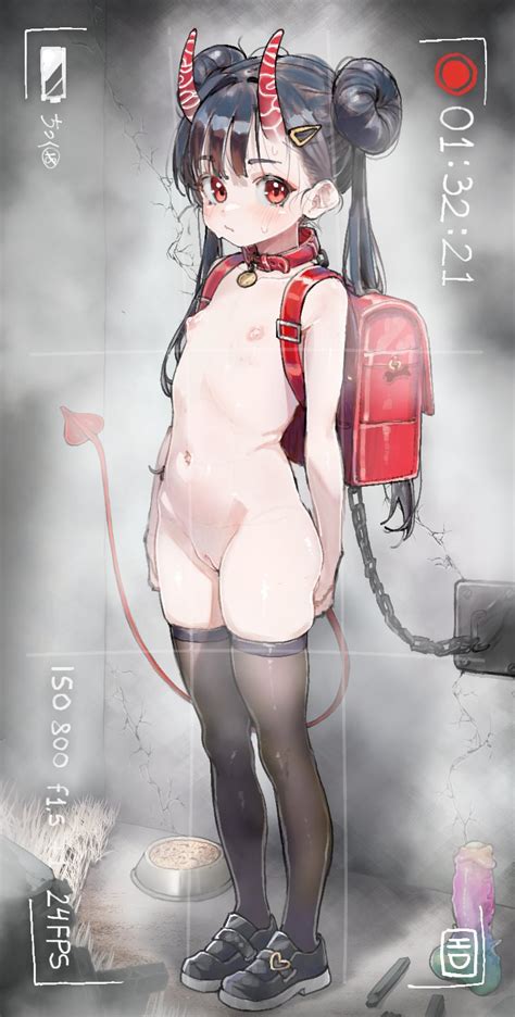 Shintikku Original Highres Girl Backpack Bag Battery Indicator Bdsm Black Hair Black