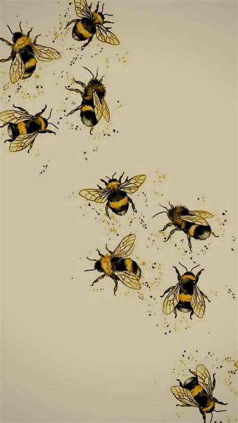 Green Wallpaper With Bees